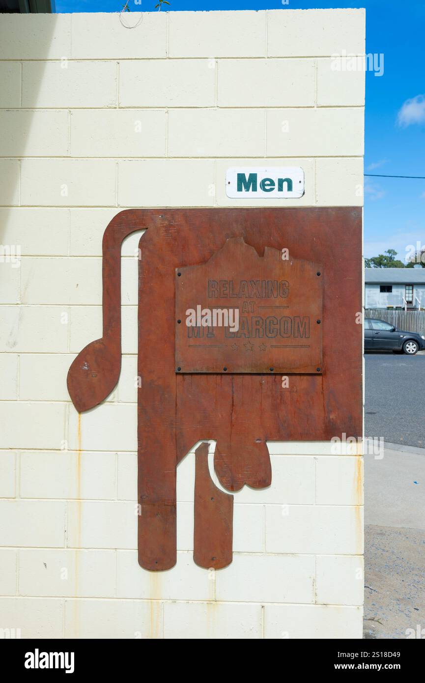 Funny Public Toilets sign for men side, Mt Larcom, Queensland, QLD ...