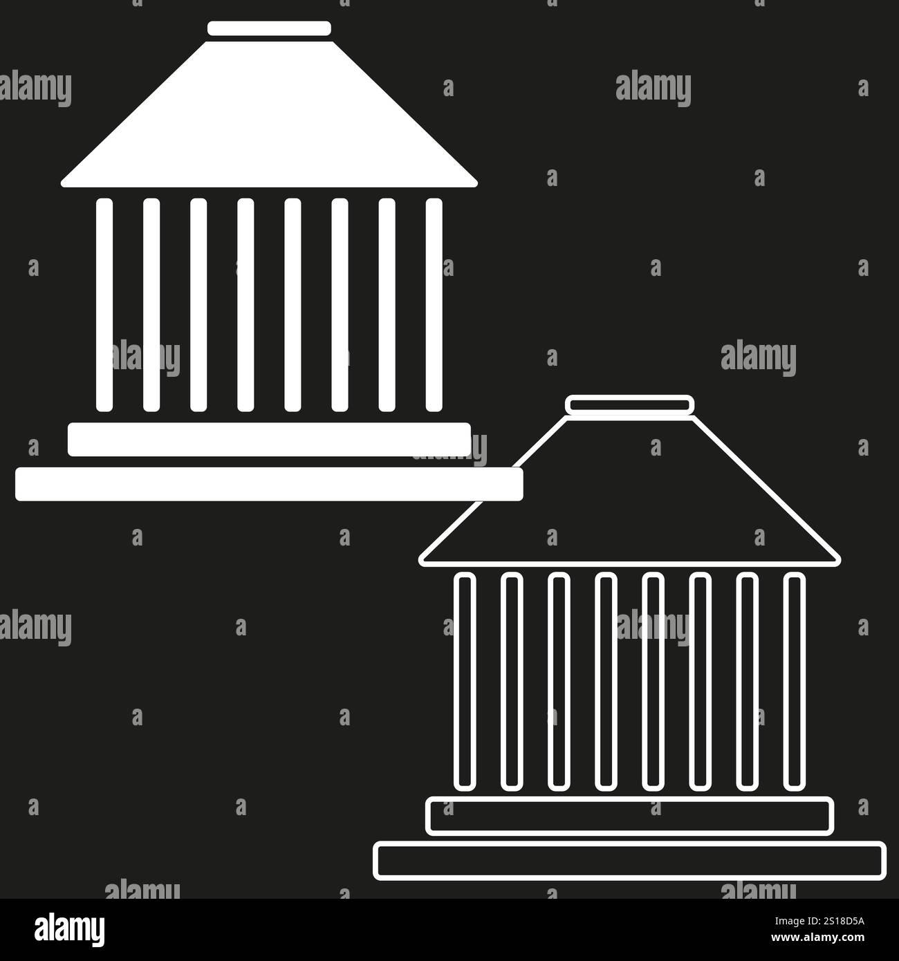Bank building icon. Classical architectural symbol. Minimalist black ...
