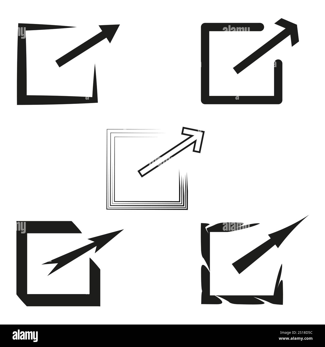 Arrow icons set. Outward pointing symbols. Creative graphic elements ...