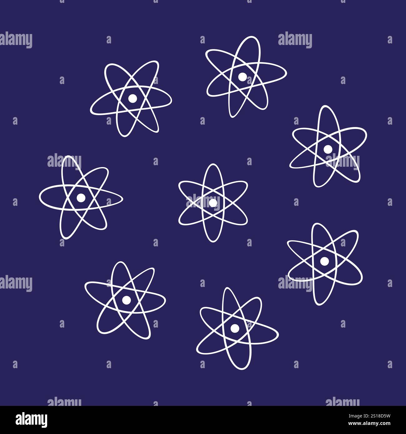 Atomic orbit symbols. White outlines on blue. Scientific vector pattern ...