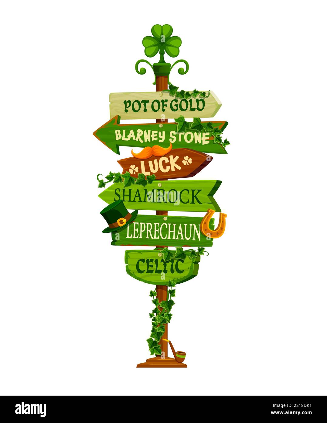 Saint Patrick day sign board or Irish holiday signage with direction ...