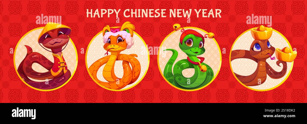 Funny snake symbols of Chinese lunar new year holiday. Happy Cny ...
