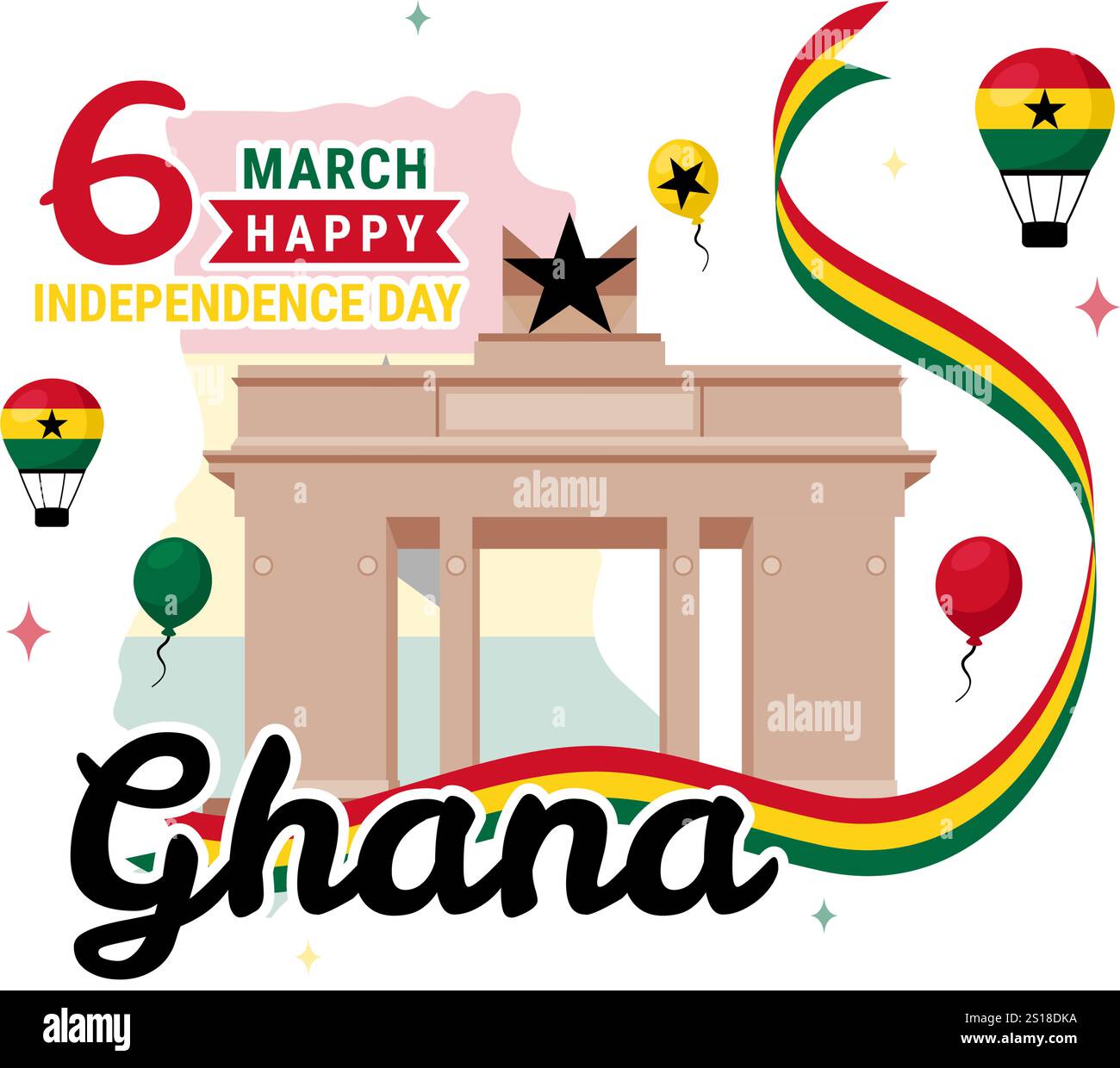 Ghana Independence Day Celebration Vector Illustration on March 6th ...