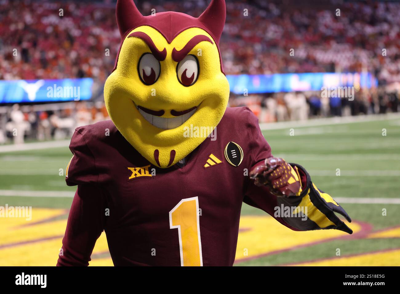 Atlanta, Georgia, USA. 1st Jan, 2025. ASU mascot Sparky at Mercedes ...