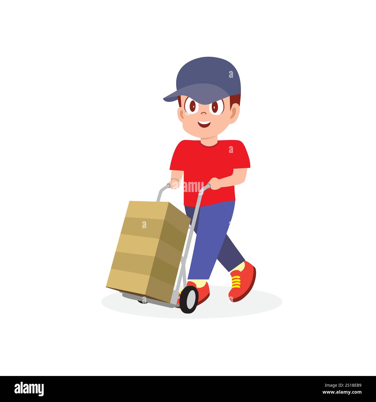 Efficient delivery boy carrying packages happily Stock Vector Image ...