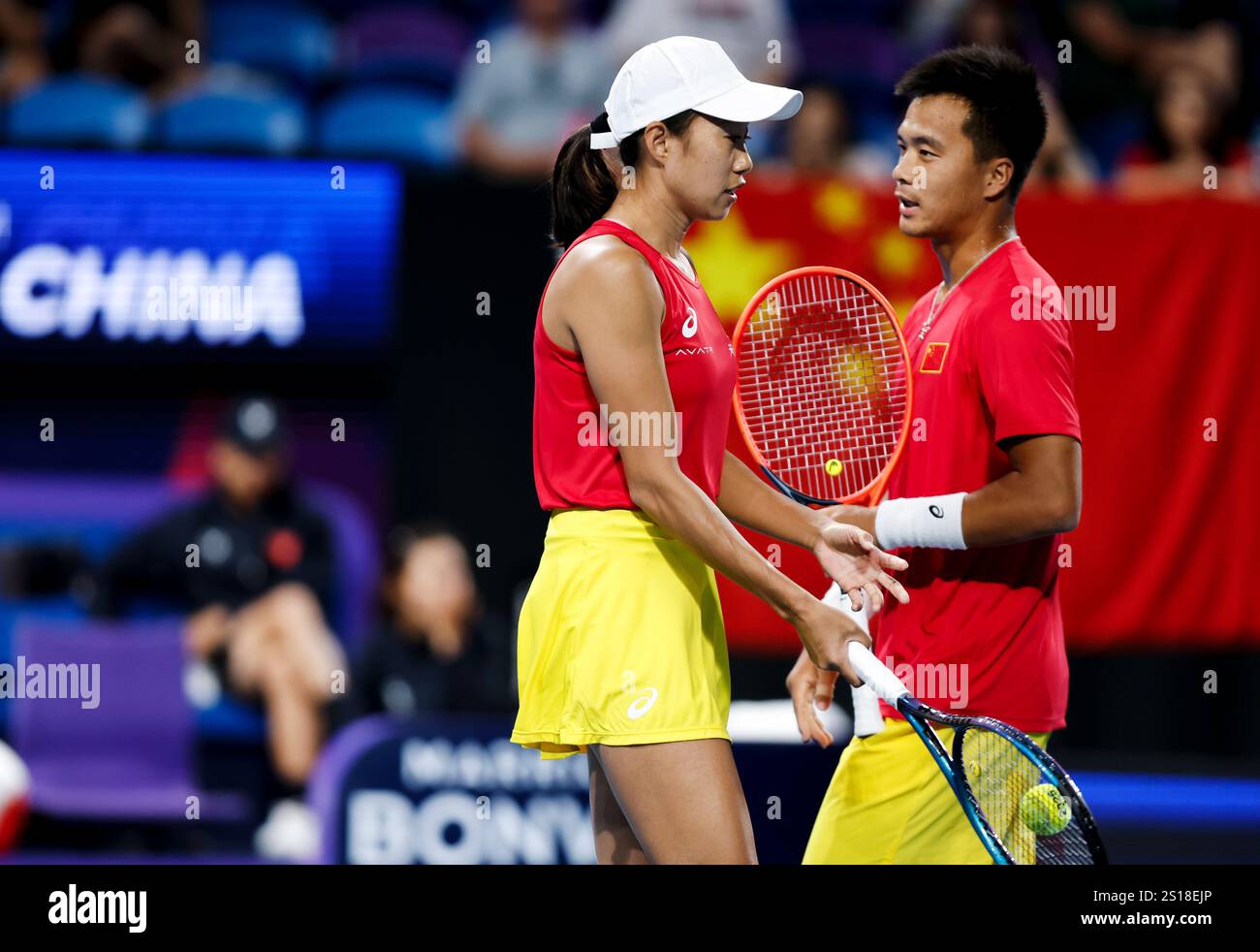 Perth, Australia. 1st Jan, 2025. Zhang Shuai(L)/Sun Fajing of China ...
