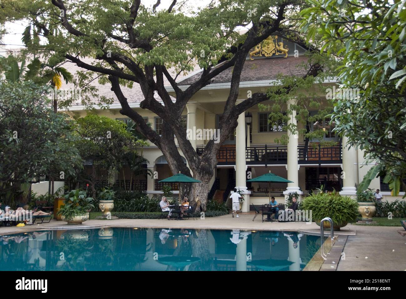 The pool and gardens of the Raffles Hotel Le Royal, a top luxury hotel ...