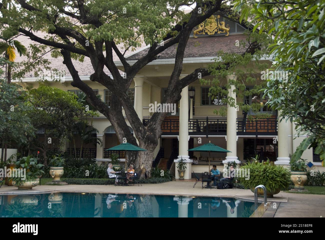 The pool and gardens of the Raffles Hotel Le Royal, a top luxury hotel ...