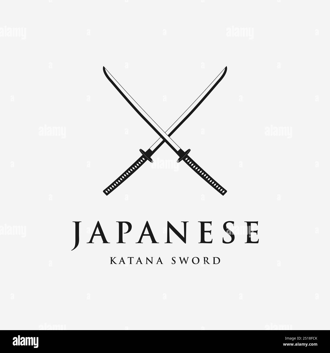 japanese katana sword logo vintage vector illustration concept template ...