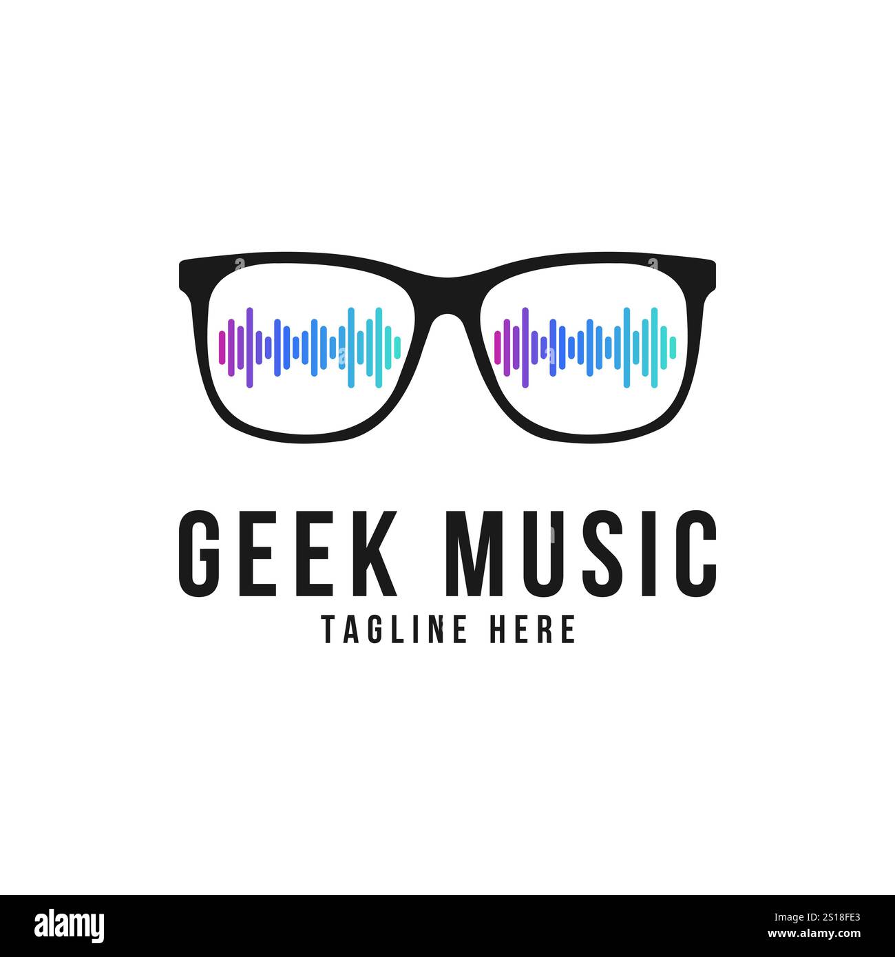 Logo design template with glasses and equalizer. Vector illustration ...