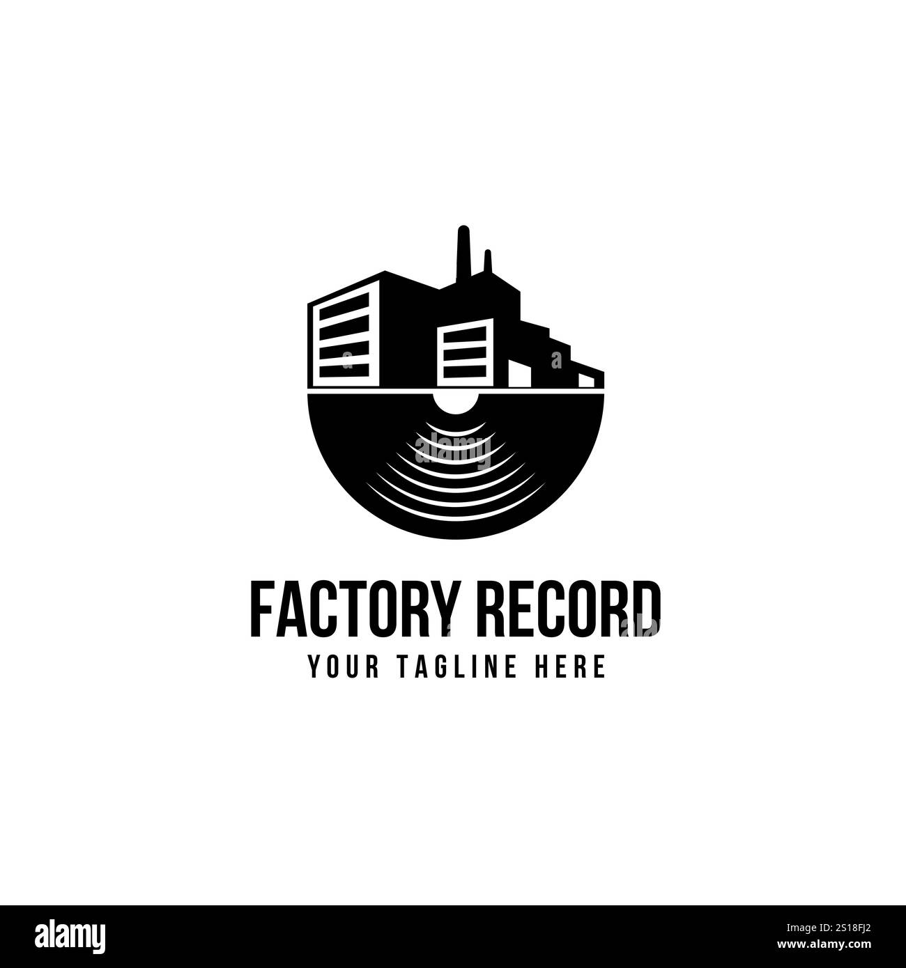 Vector vinyl and factory logo combination music industrial logotype ...