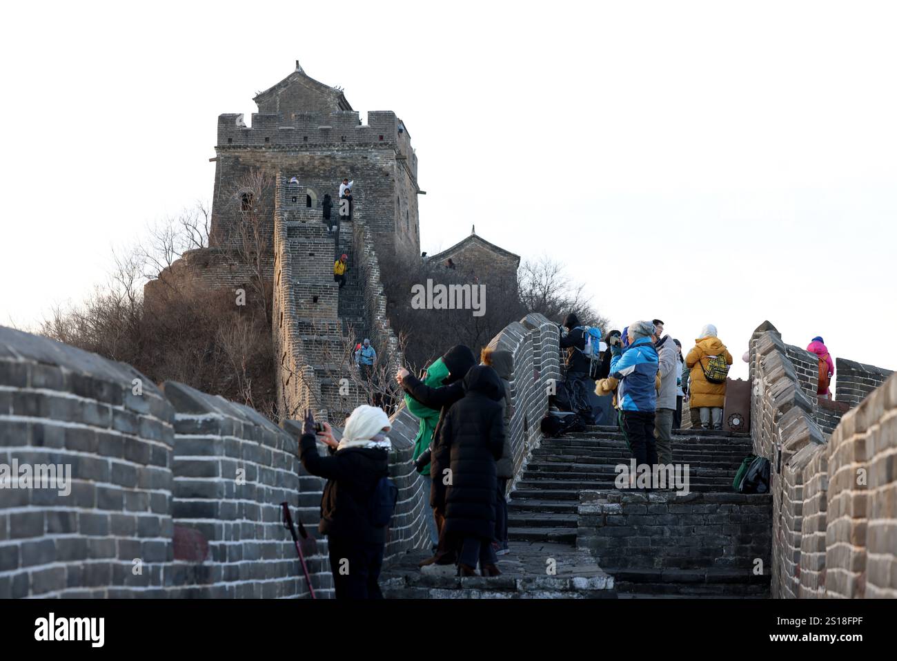 Chengde,China.1st January 2025. The sun rises over the Jinshanling ...