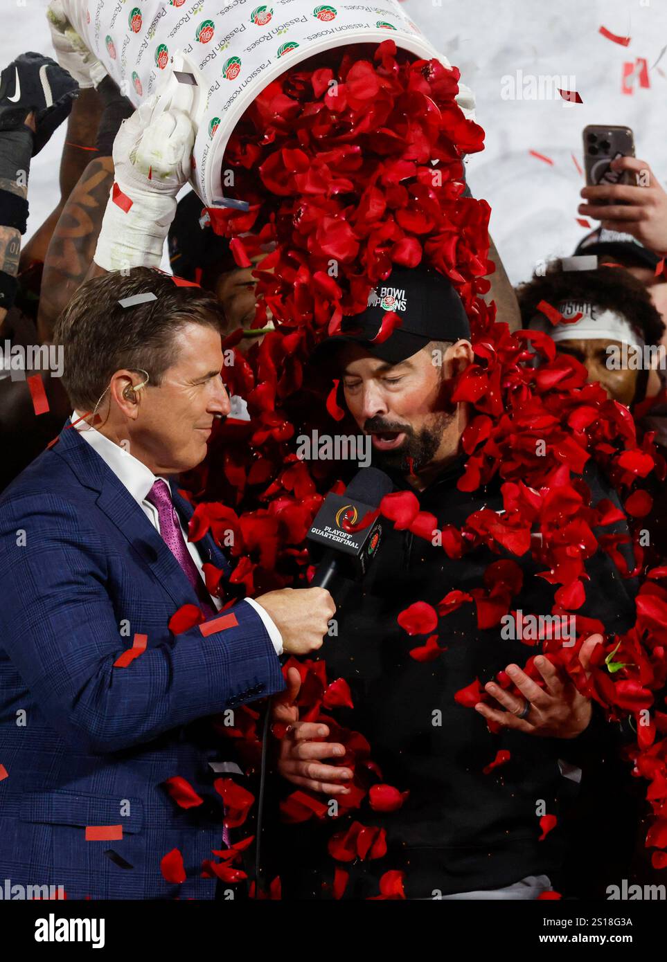 January 01, 2025 Ohio State Buckeyes head coach Ryan Day gets dunked ...