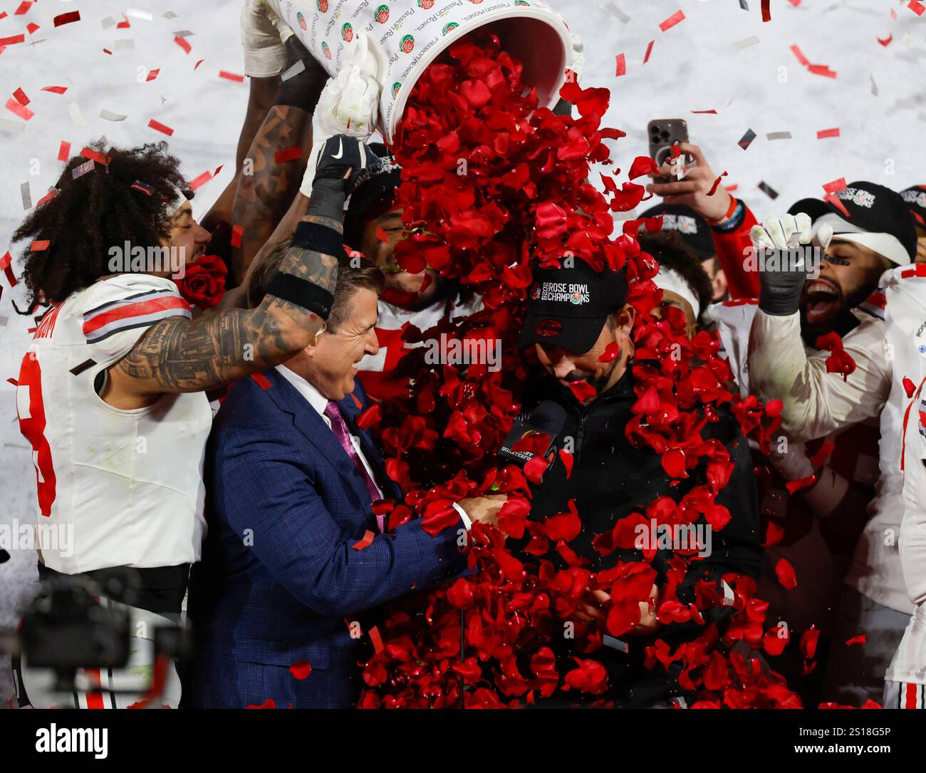 January 01, 2025 Ohio State Buckeyes head coach Ryan Day gets dunked ...