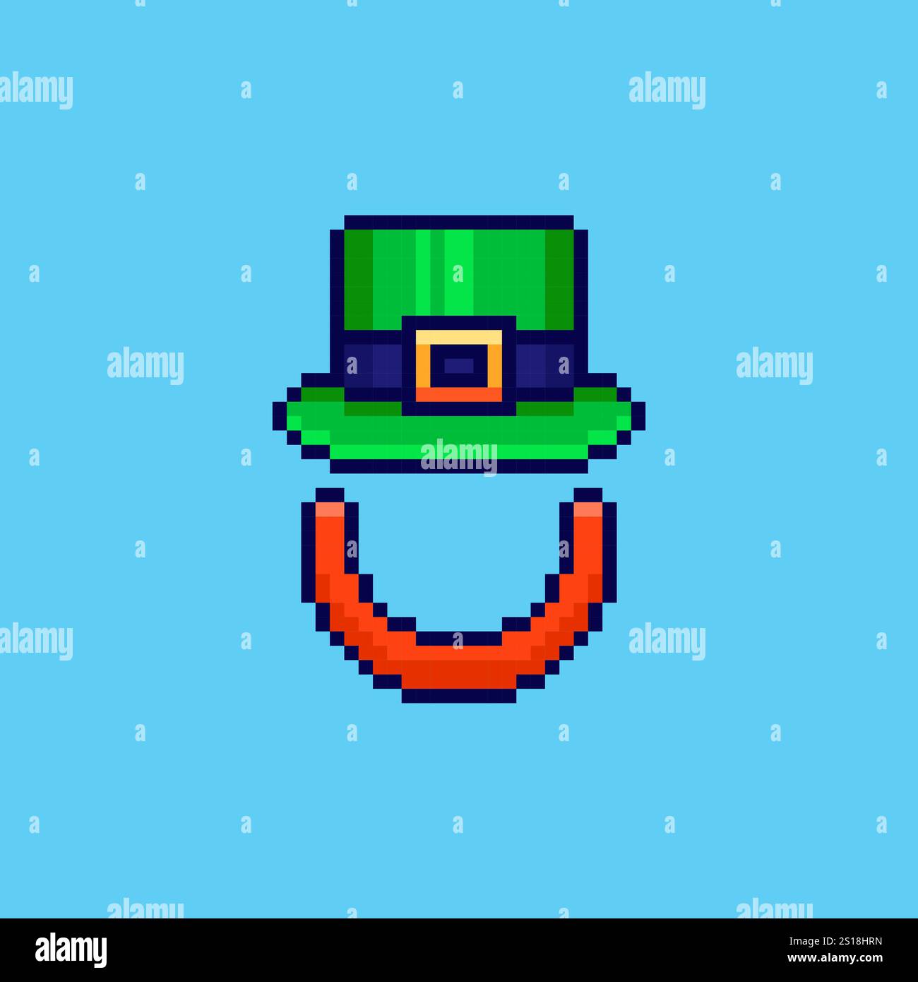 Pixel art St Patrick Day Hat and Beard game asset design Stock Vector ...