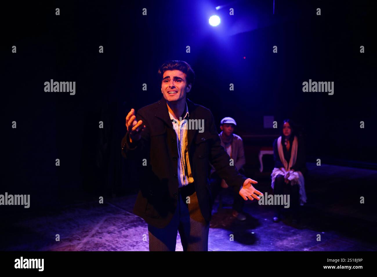 San Lima, a student actor at the CAL theater school performs in ...