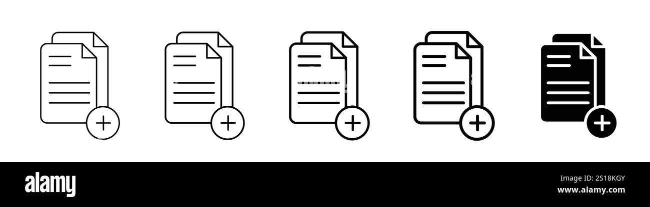 Set 5 documents icons 1 unexpanded vector 1 silhouette, Line icons of ...