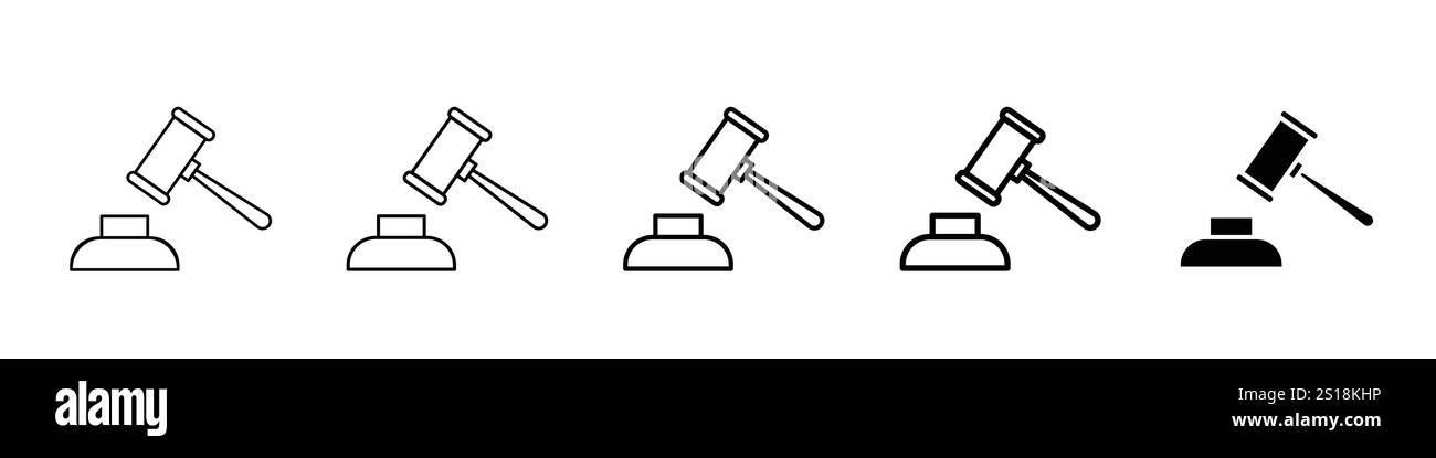 Set 5 Gavel icons 1 unexpanded vector 1 silhouette, Gavel icon set ...