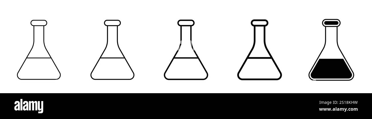 Set 5 Flask icon 1 unexpanded vector 1 silhouette Chemical test tube ...