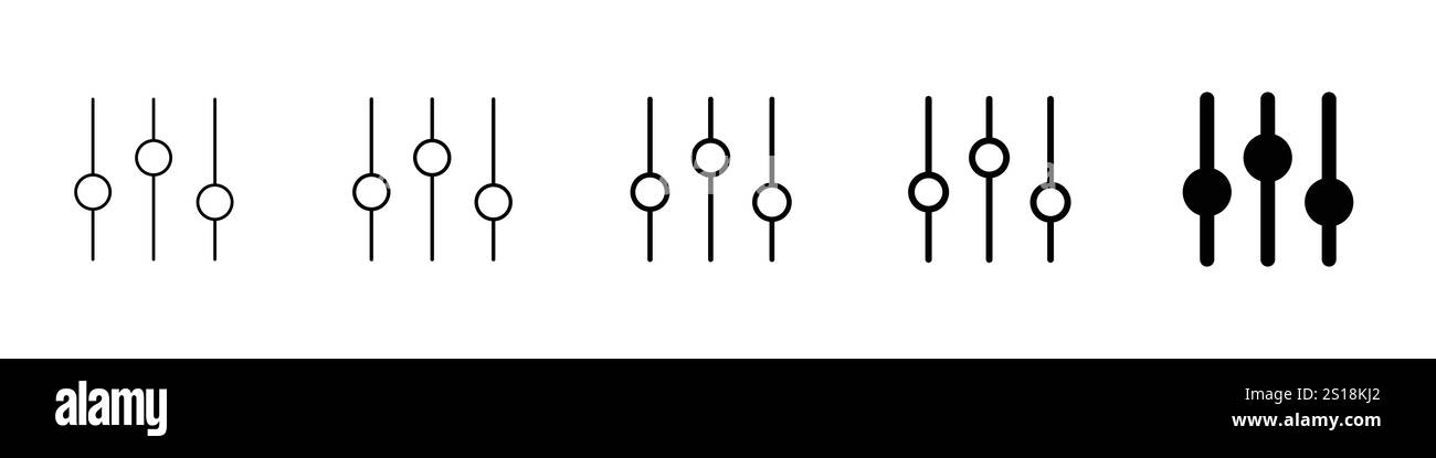 Set of 5 Equalizer icon - 1 Silhouette - 1 unexpanded vector - A trendy ...