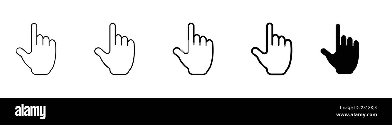 Set 5 hand pointer icons 1 unexpanded vector 1 silhouette, Hand pointer icons, cursor arrow ...