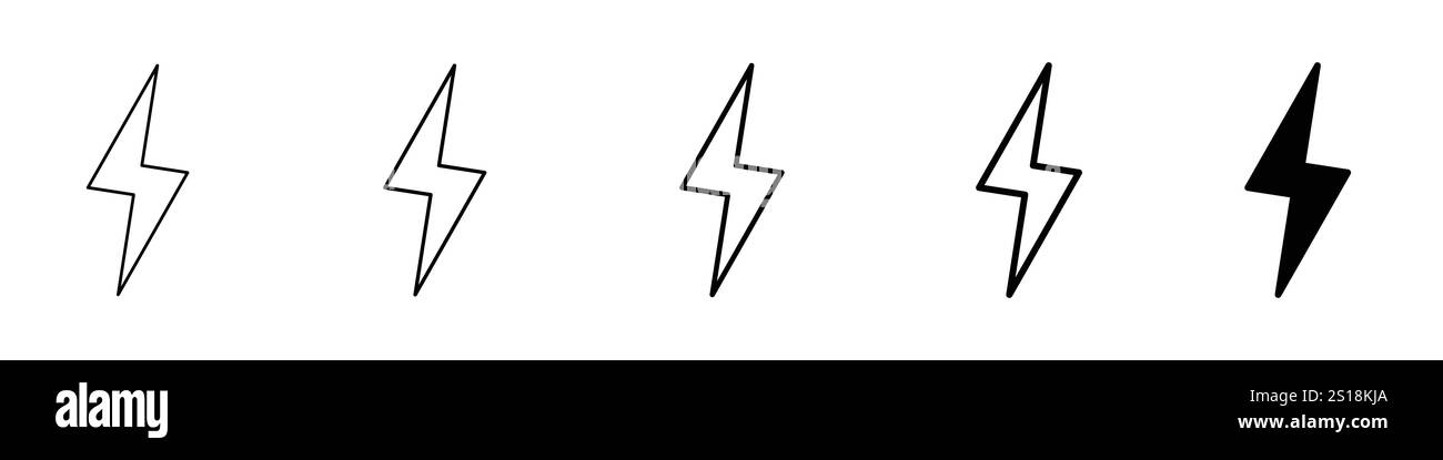 Set 5 flash icons 1 unexpanded vector 1 silhouette, Flash thunder power ...
