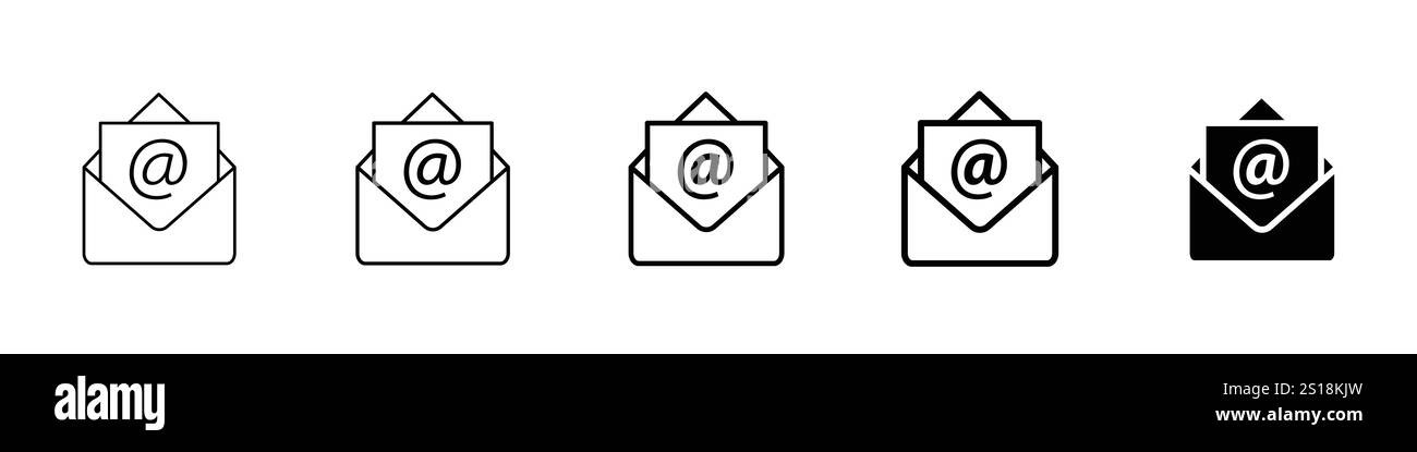 Set 5 email icons 1 unexpanded vector 1 silhouette, email icon open ...