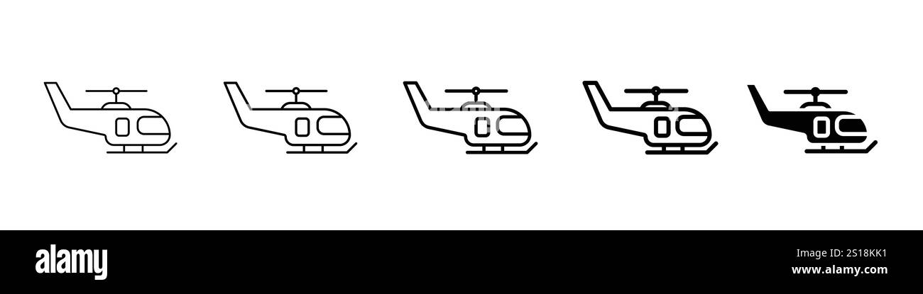 Set 5 helicopter icons 1 unexpanded vector 1 silhouette, Set of black ...