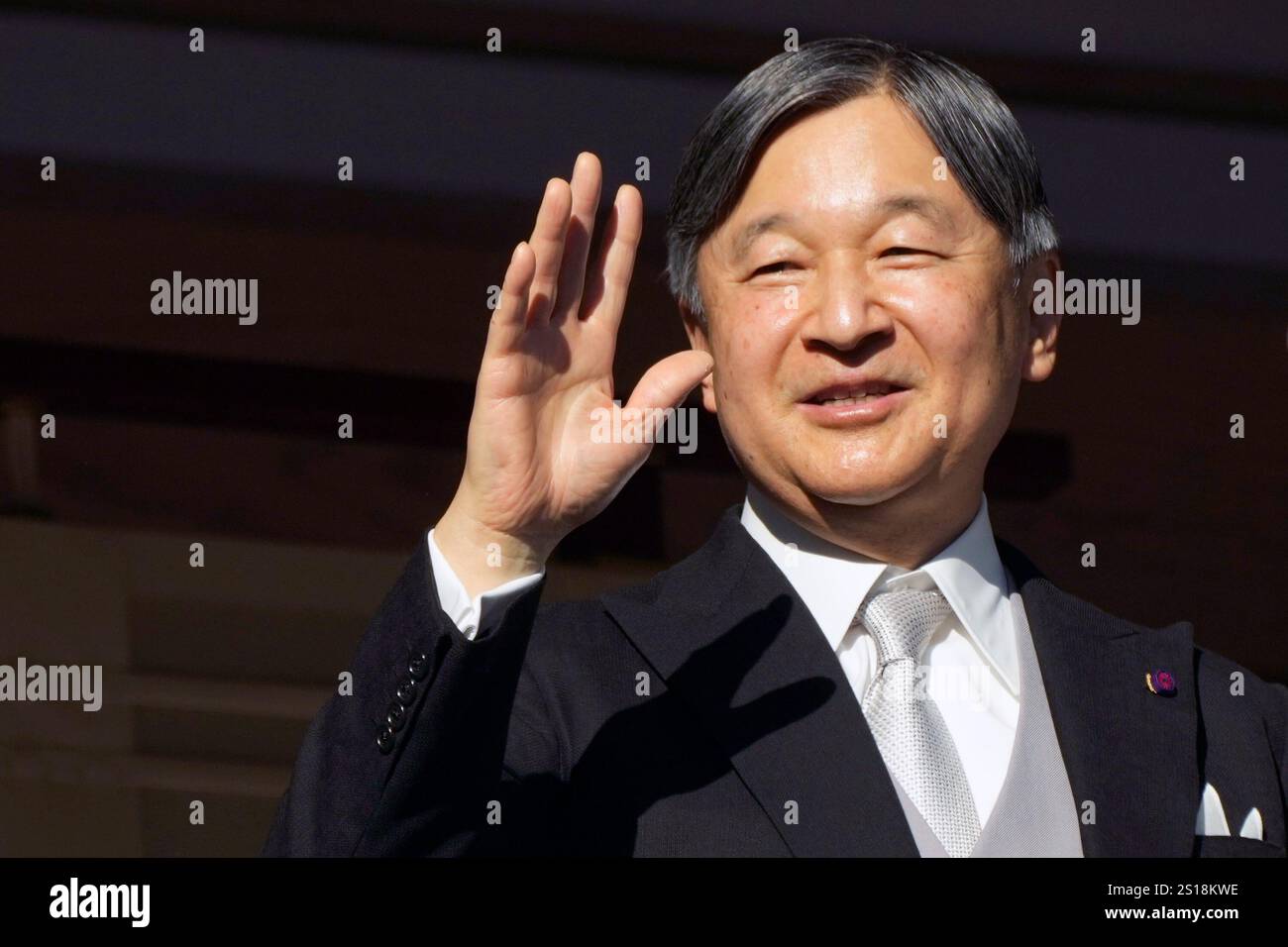 January 2, 2025, Tokyo, Japan: Japan's Emperor Naruhito waves to well ...
