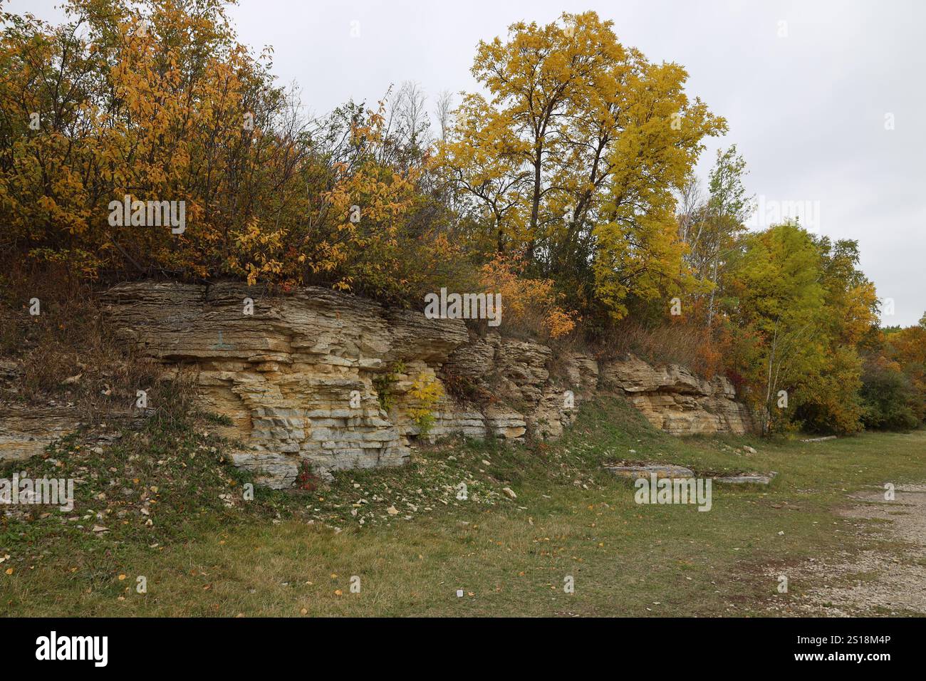 open face of abandoned limestone quarry in autumn Stock Photo - Alamy