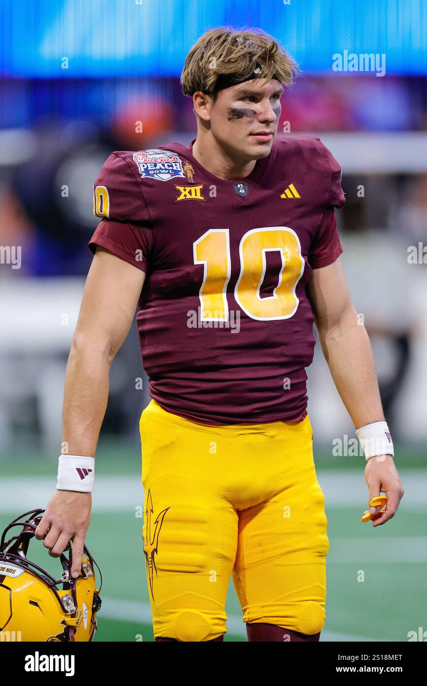 January 1, 2025: Sam Leavitt (10) of Arizona State prior to the Chick ...