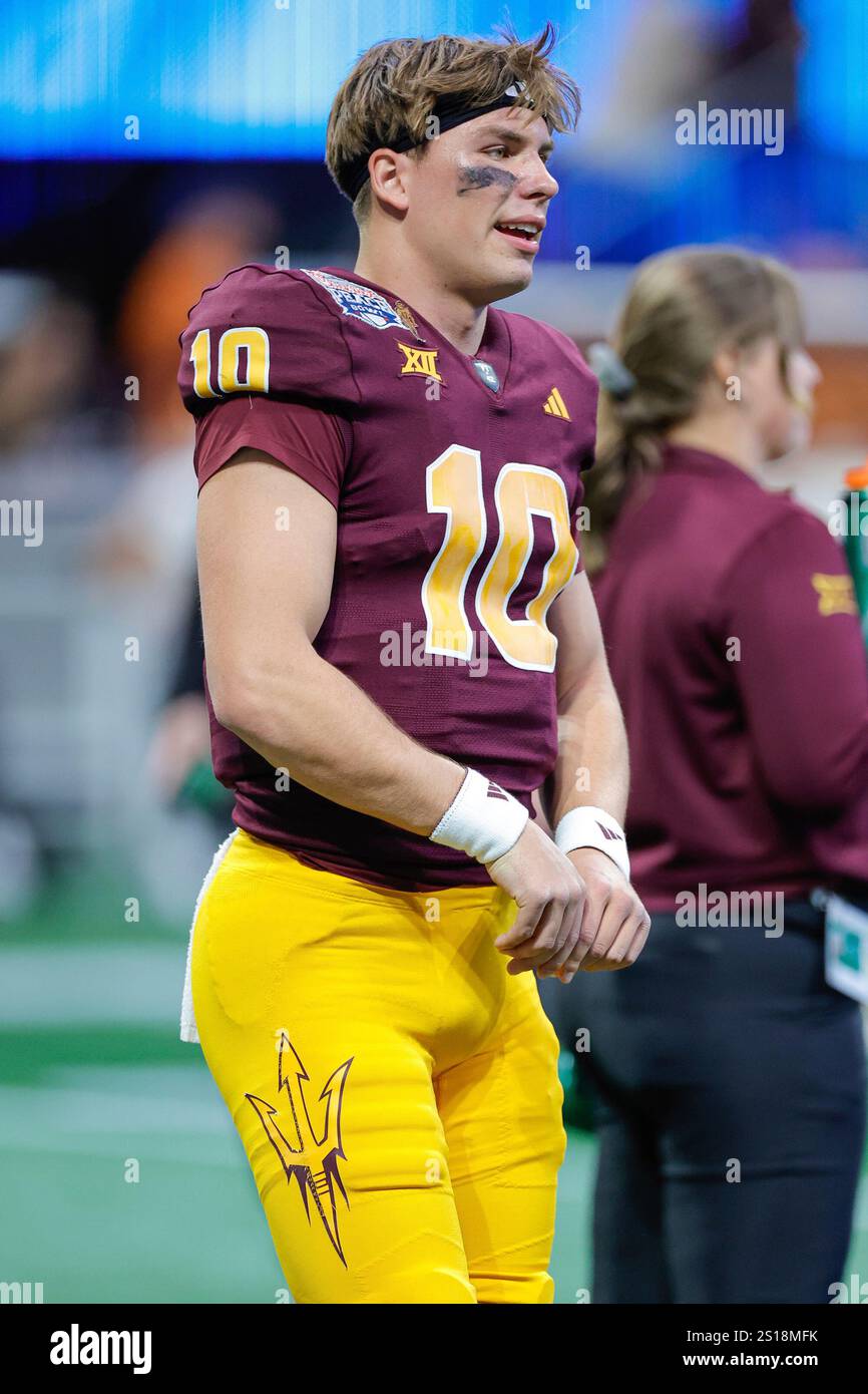 January 1, 2025: Sam Leavitt (10) of Arizona State prior to the Chick ...