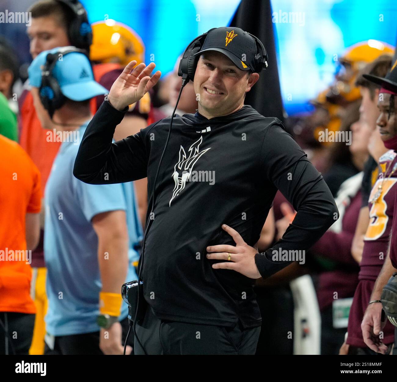 Head coach Kenny Dillingham (Arizona State Wildcats) reacts to a play USA, Arizona State vs ...
