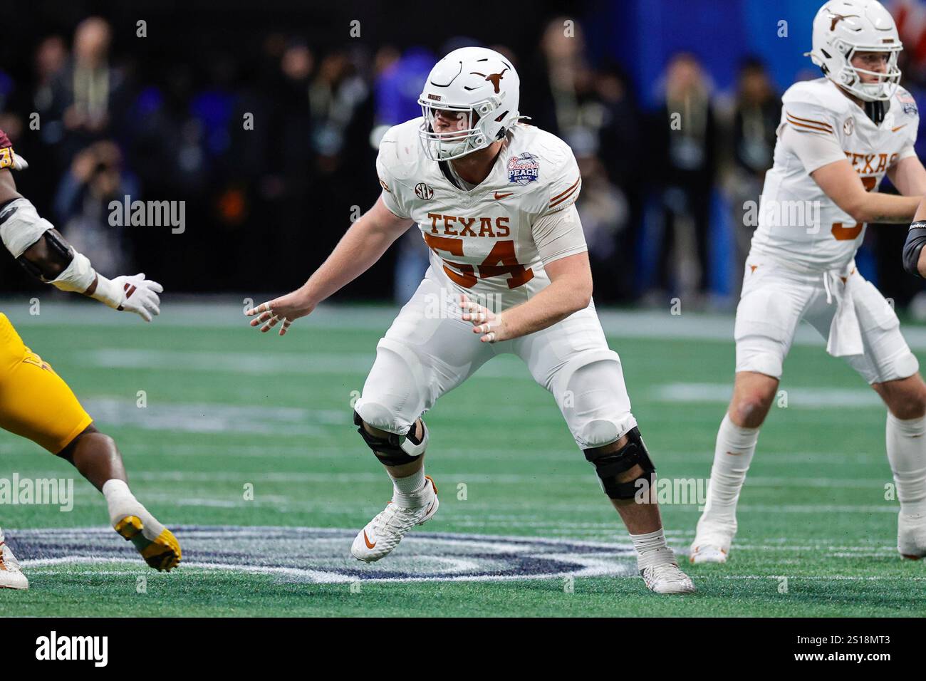January 1, 2025: Cole Hutson (54) of Texas during the Chick-fil-A Peach ...