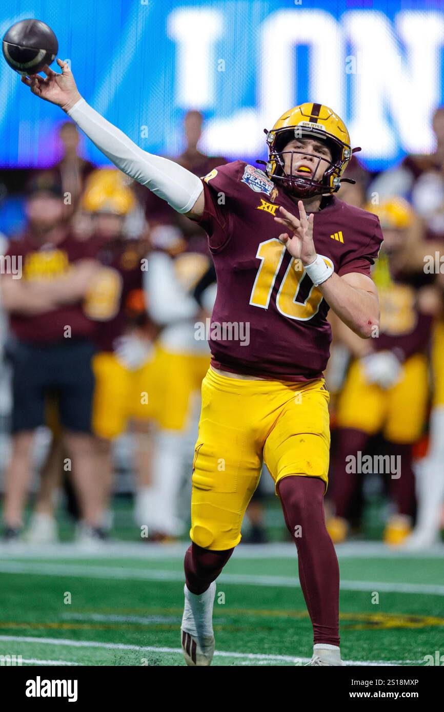 January 1, 2025: Sam Leavitt (10) of Arizona State during the Chick-fil ...