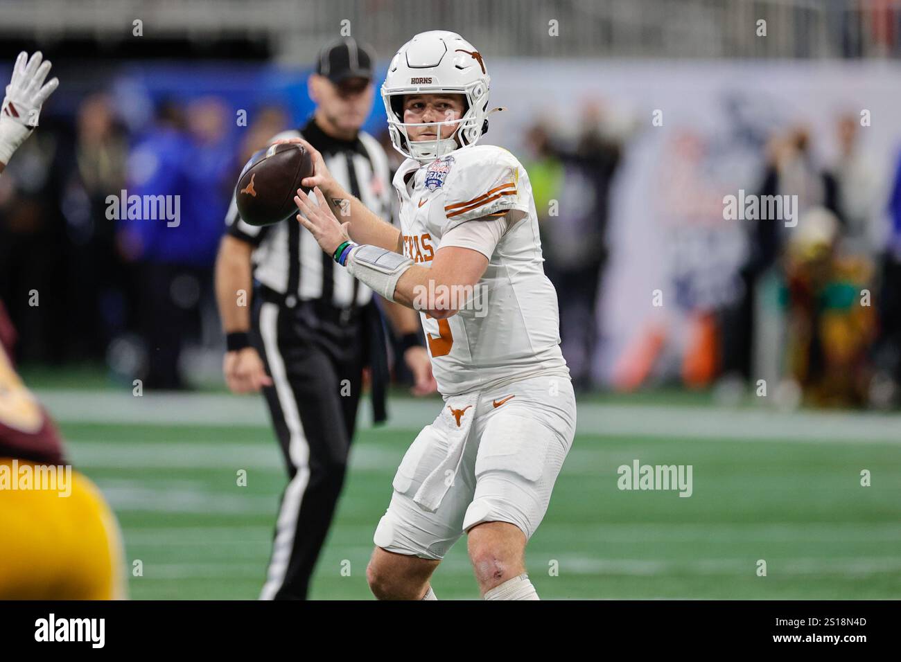 Atlanta, Georgia. 1st Jan, 2025. Quinn Ewers (3) of Texas during the ...