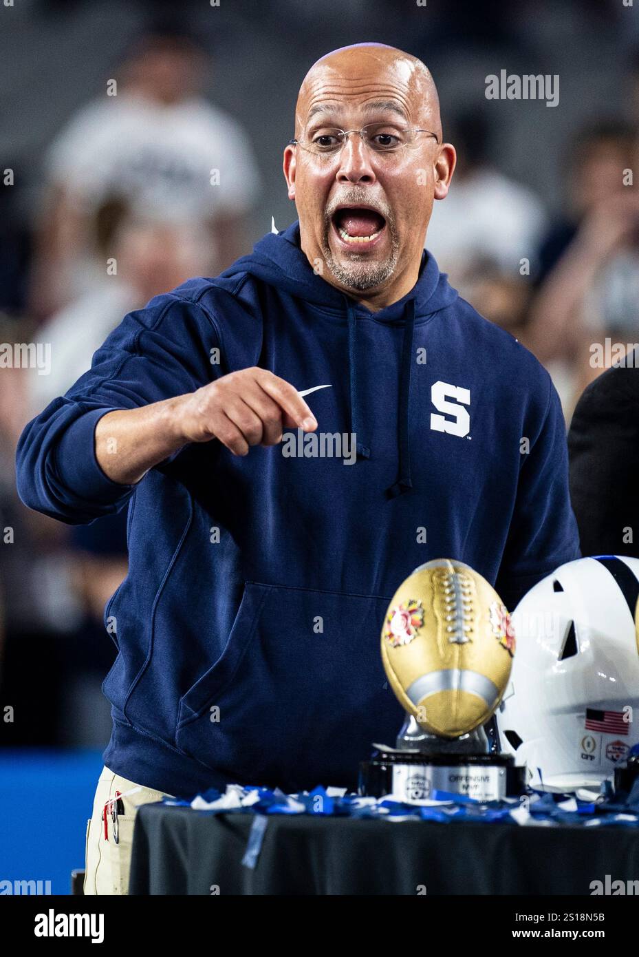 December 31 2024 Glendale, AZ U.S.A. Penn State head coach James Franklin on the presentation ...