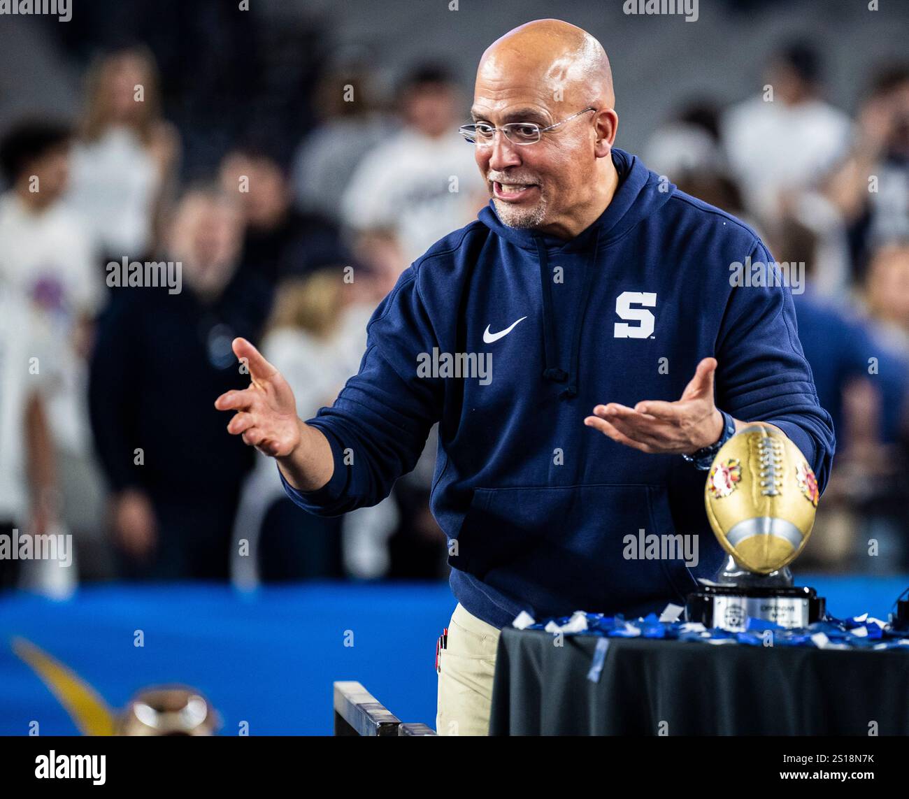 December 31 2024 Glendale, AZ U.S.A. Penn State head coach James Franklin on the presentation ...
