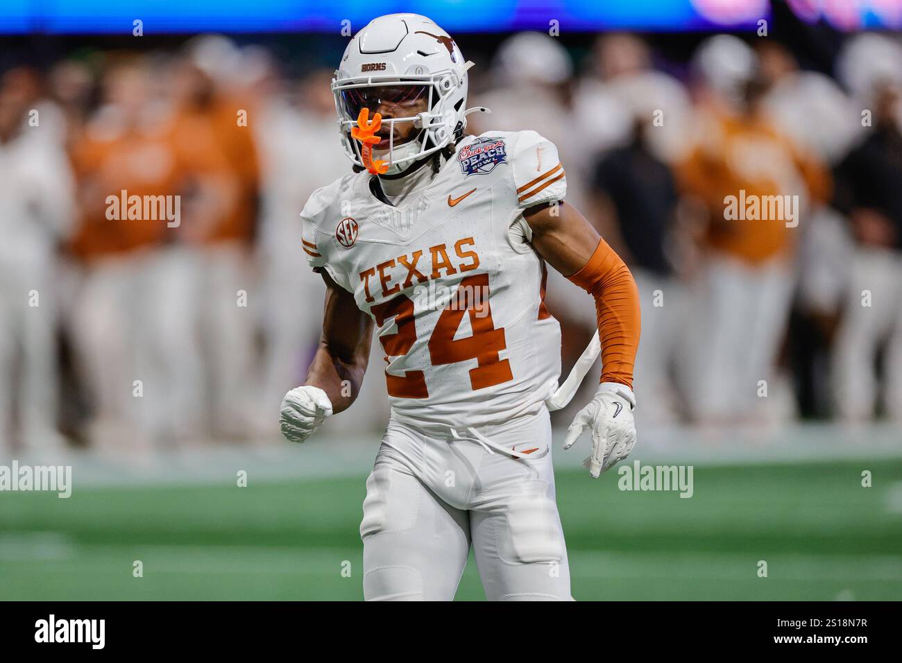 Atlanta, Georgia. 1st Jan, 2025. Warren Roberson (24) of Texas during ...