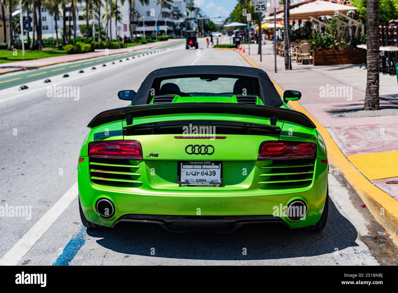 Miami Beach, Florida USA - June 5, 2024: 2014 Audi R8 green luxury car ...