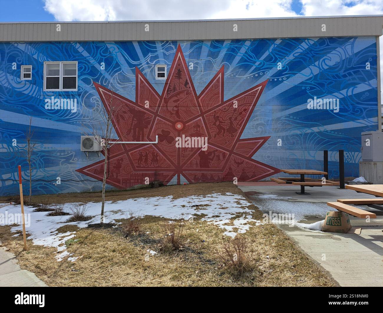 Maple leaf mural in downtown Newcastle in Miramichi, New Brunswick ...