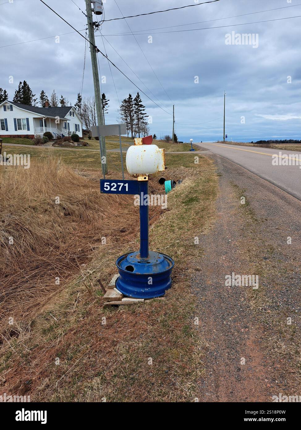 Homemade mailbox repurposed from a propane tank and other discarded ...