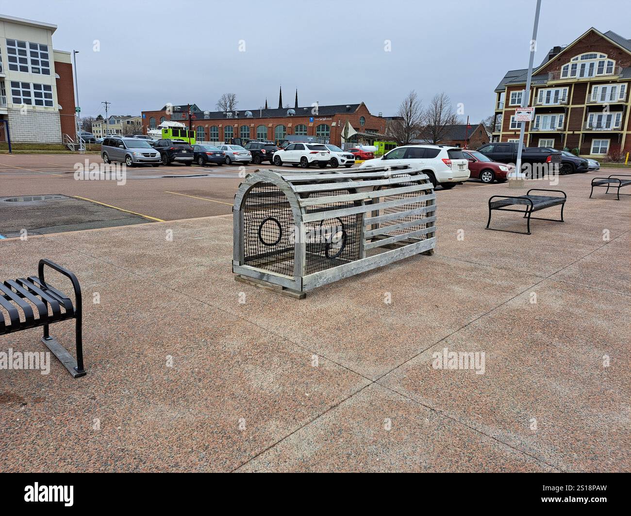 Wooden lobster trap display at the wharf in Charlottetown, Prince ...