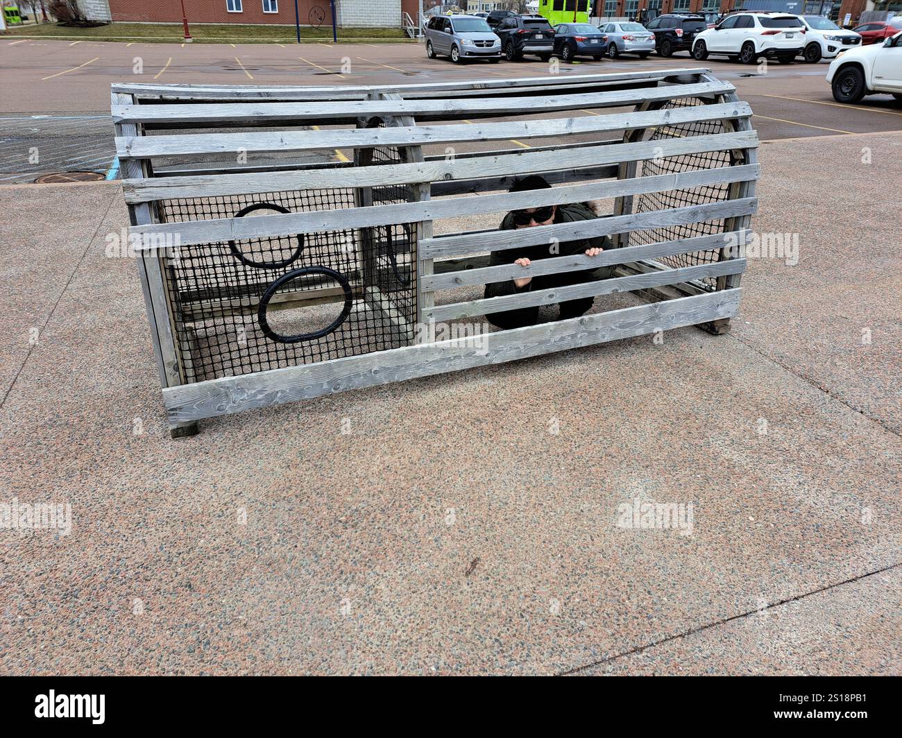 Wooden lobster trap display at the wharf in Charlottetown, Prince ...