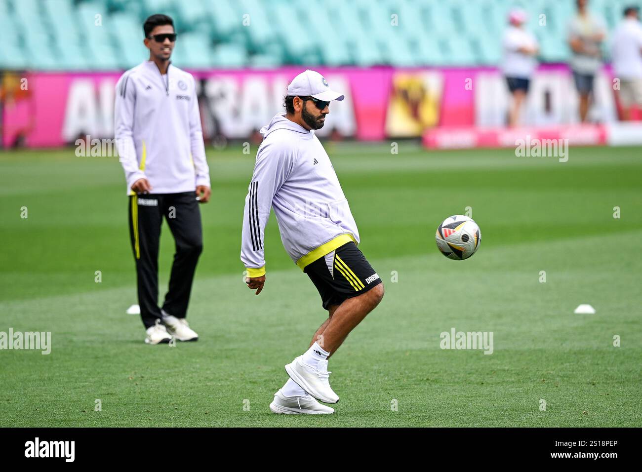 India’s Captain Rohit Sharma attends a practice session at the Sydney ...