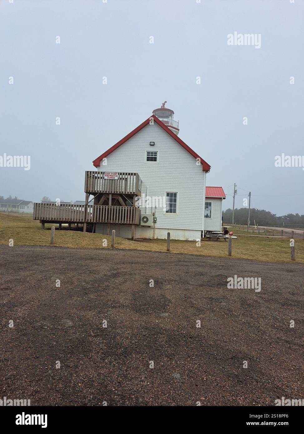 Bird watch tower at East Point Lighthouse in Prince Edward Island ...