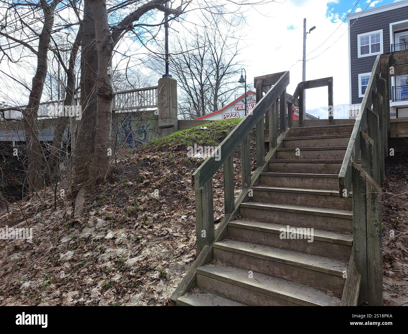Stairs leading from the river to the street in downtown Antigonish ...