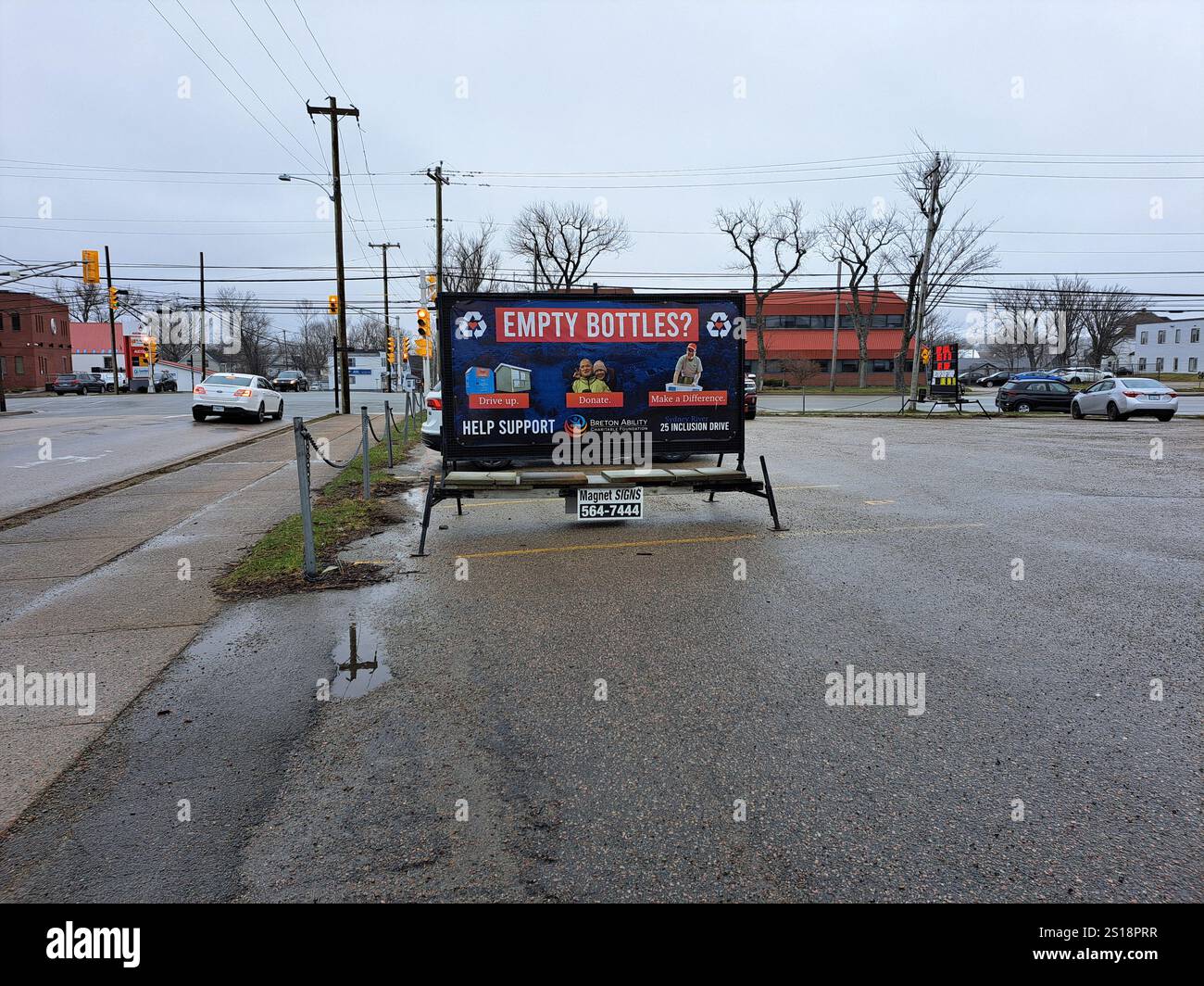 Empty bottles sign in downtown Sydney, Nova Scotia, Canada Stock Photo ...