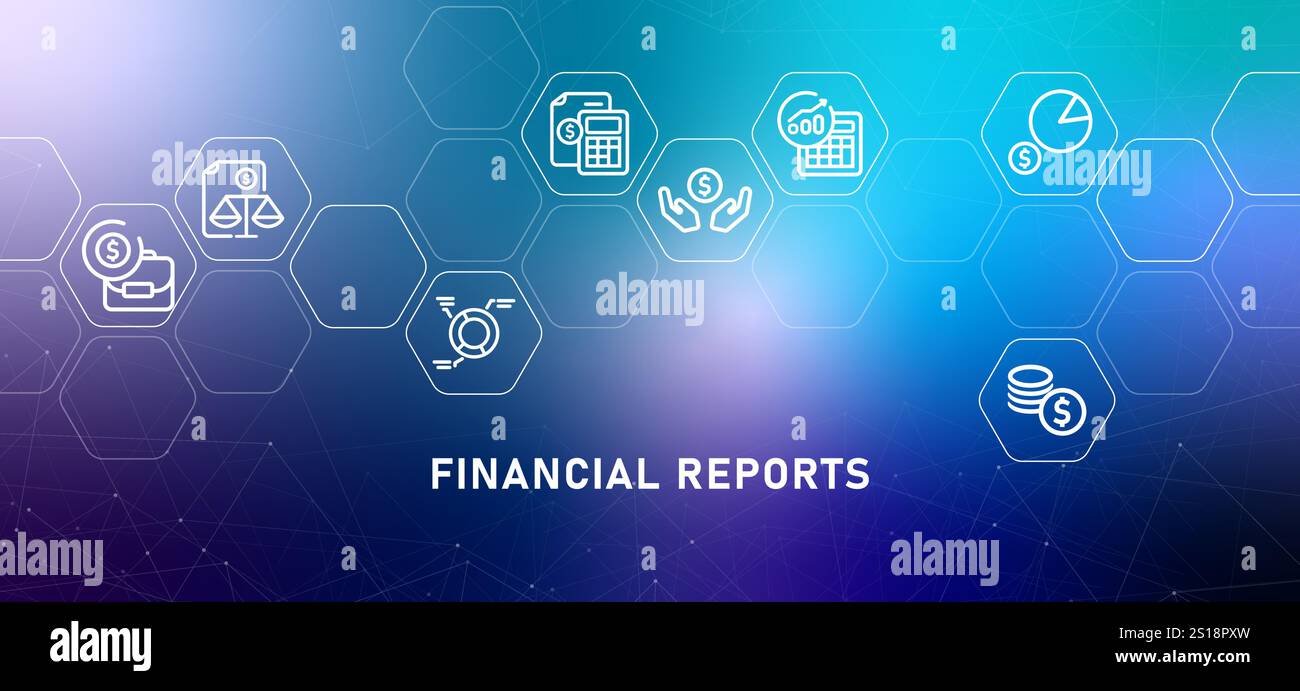 Financial report gradient header corporate business metrics profit and ...
