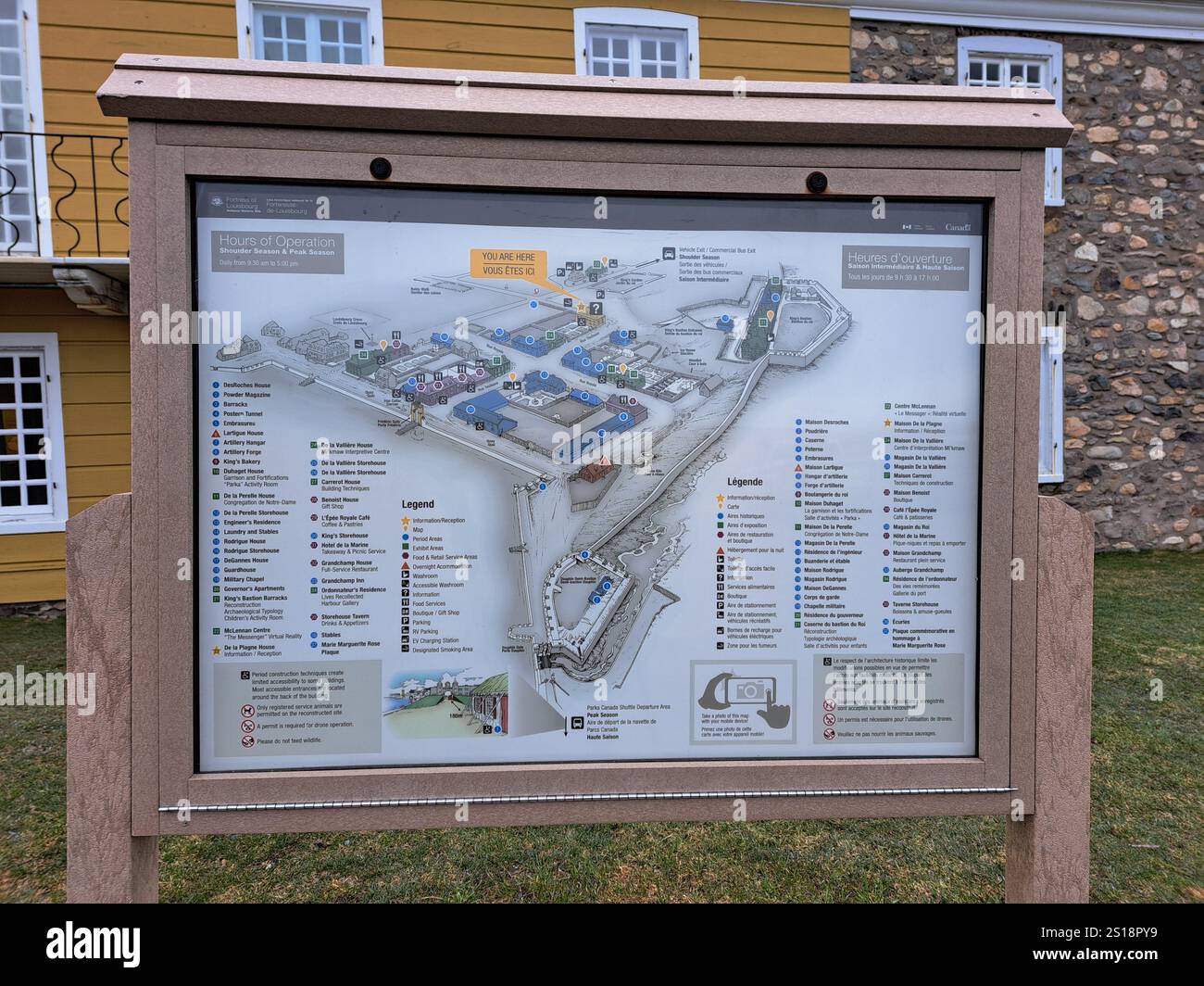 Map of the fortress sign in Louisbourg, Nova Scotia, Canada Stock Photo ...
